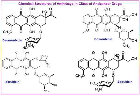 Figure 1. Chemical structures of anthracyclin class of anticancer drugs